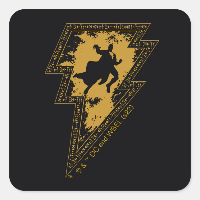 Black Adam Distressed Lightning Bolt Graphic Square Sticker | Zazzle