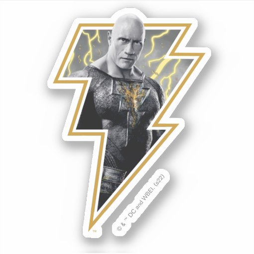 Black Adam Gray and Gold Lightning Graphic Sticker | Zazzle