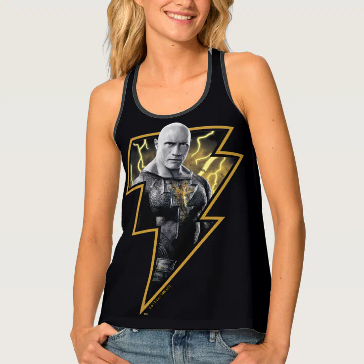 Black Adam Gray and Gold Lightning Graphic Tank Top | Zazzle