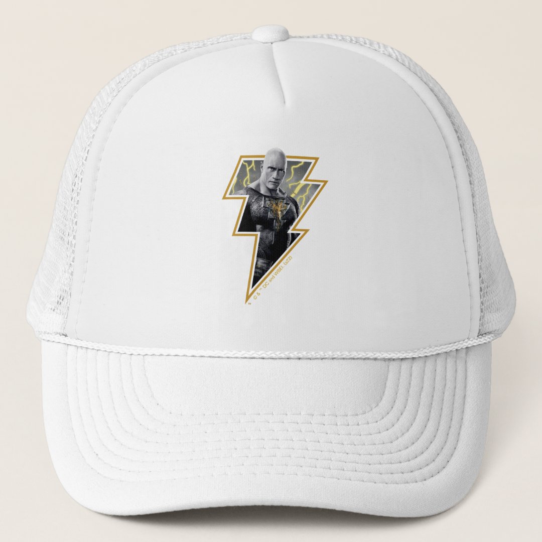 Black Adam Gray and Gold Lightning Graphic Trucker Hat | Zazzle
