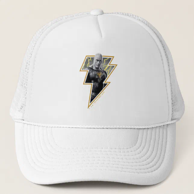 Black Adam Gray and Gold Lightning Graphic Trucker Hat | Zazzle