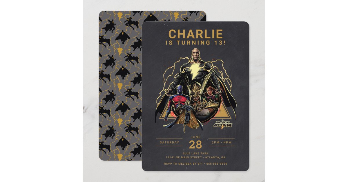 Black Adam Group Chalkboard Birthday Invitation | Zazzle