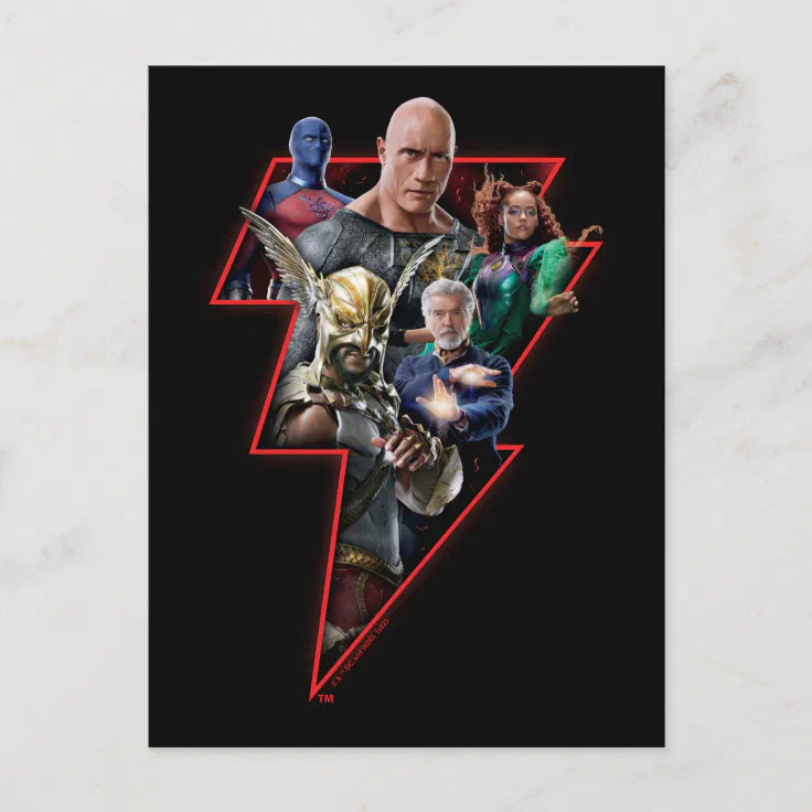 Black Adam Group Lightning Graphic Postcard | Zazzle
