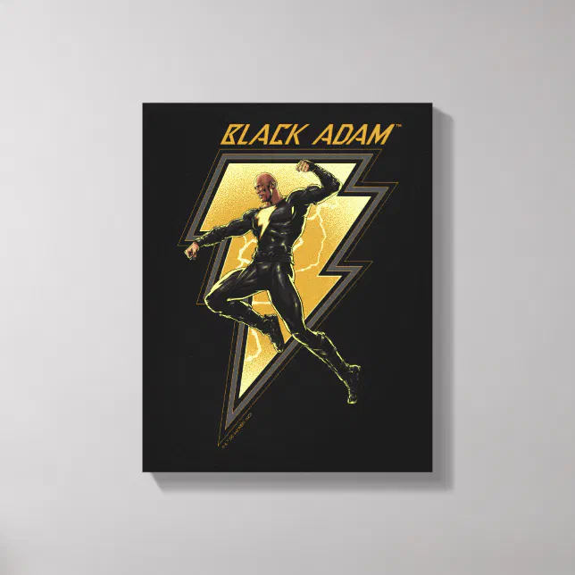 Black Adam Lightning Bolt Character Illustration Canvas Print | Zazzle