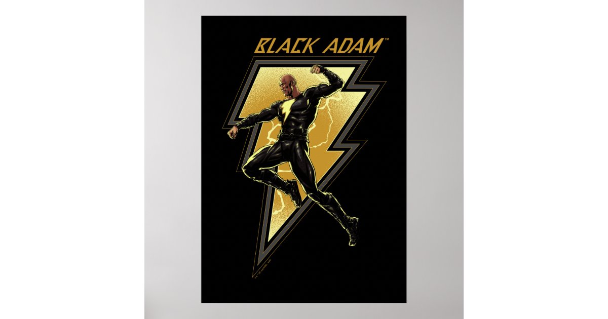 Black Adam Lightning Bolt Character Illustration Poster | Zazzle