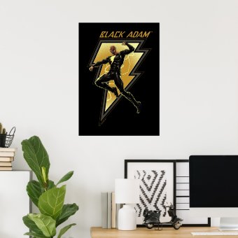 Black Adam Lightning Bolt Character Illustration Poster | Zazzle