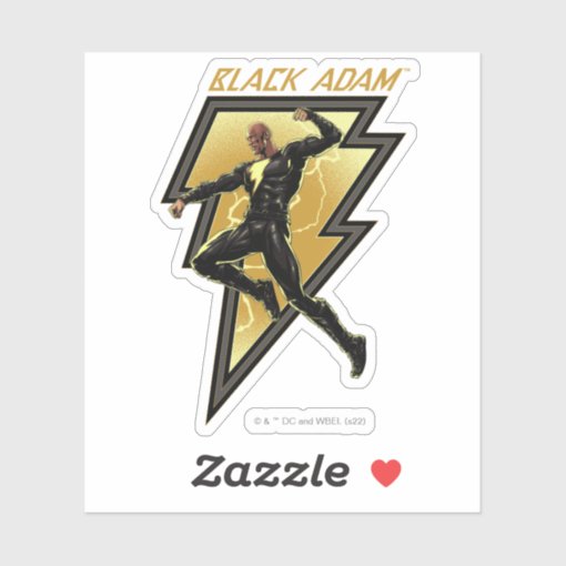 Black Adam Lightning Bolt Character Illustration Sticker | Zazzle