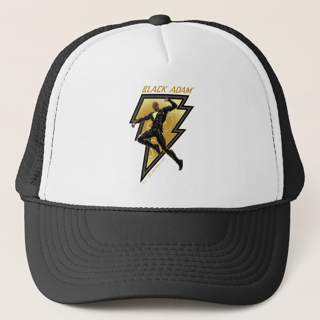 Black Adam Lightning Bolt Character Illustration Trucker Hat | Zazzle