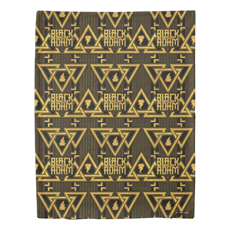 Black Adam Lightning Bolt Triangular Pattern Duvet Cover | Zazzle