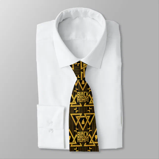 Black Adam Lightning Bolt Triangular Pattern Neck Tie | Zazzle