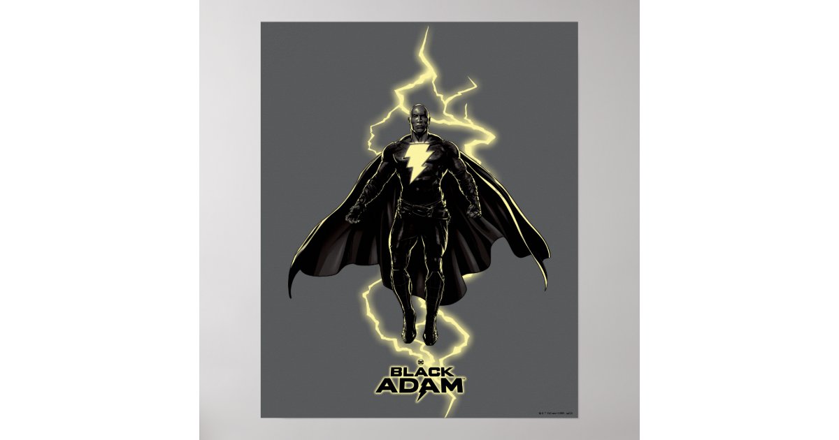 Black Adam Lightning Silhouette Graphic Poster | Zazzle