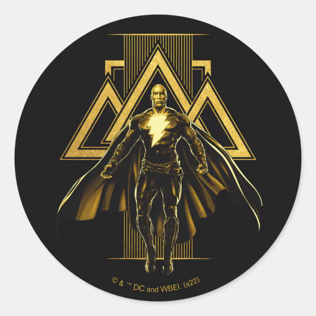 Black Adam Triangular Pillar Graphic Classic Round Sticker | Zazzle
