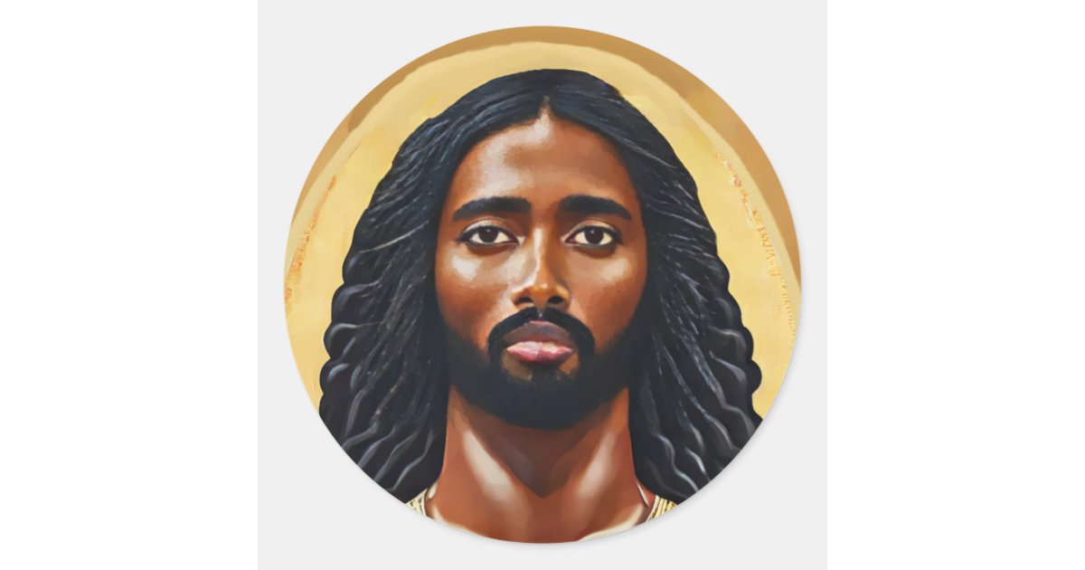 Black African Jesus Christ Religious Art Classic Round Sticker | Zazzle