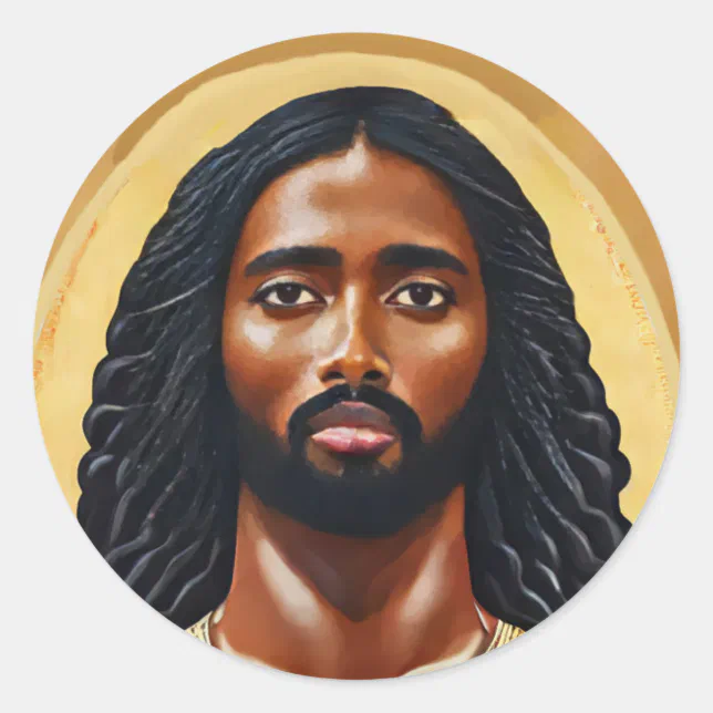 Black African Jesus Christ Religious Art Classic Round Sticker | Zazzle