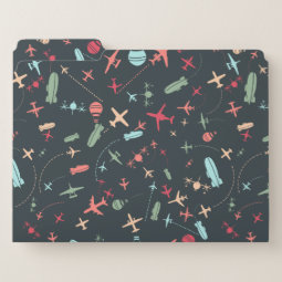 Black Airplane and Aviation Pattern File Folder | Zazzle