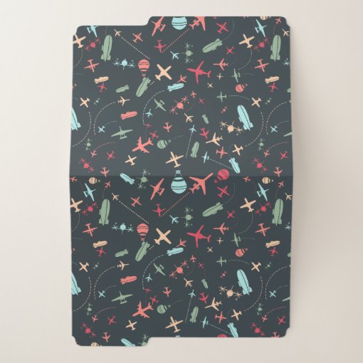 Black Airplane and Aviation Pattern File Folder | Zazzle