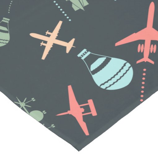 Black Airplane and Aviation Pattern Short Table Runner | Zazzle