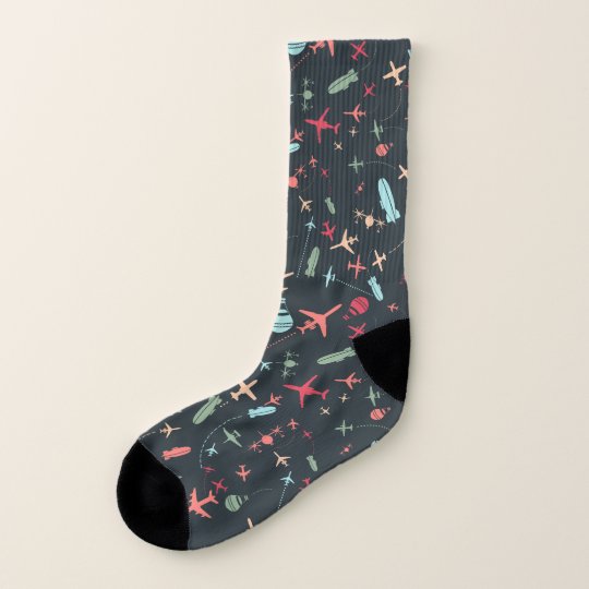 Black Airplane and Aviation Pattern Socks | Zazzle.com