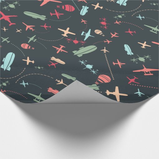Black Airplane and Aviation Pattern Wrapping Paper | Zazzle