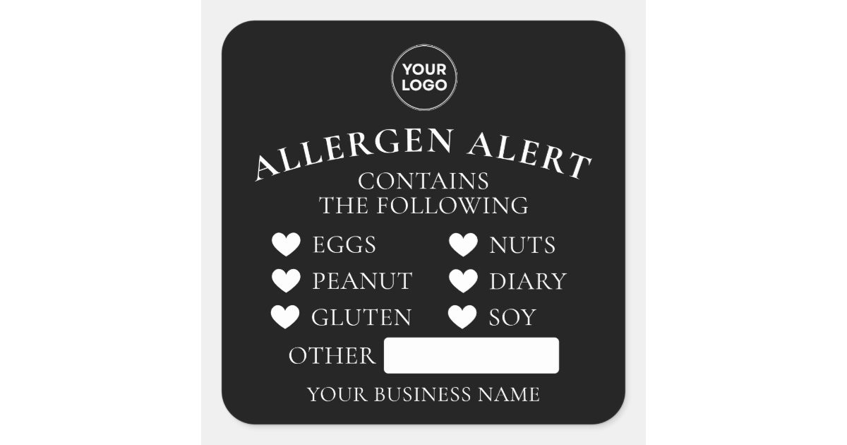 Black Allergy Alert Bakery Cake Bread Food Sticker | Zazzle