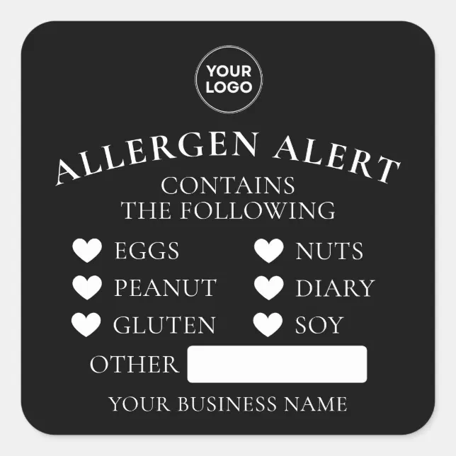 Black Allergy Alert Bakery Cake Bread Food Sticker | Zazzle