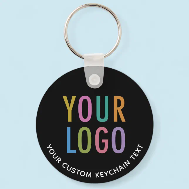 Black Aluminum Keychain Custom Business Logo Round | Zazzle