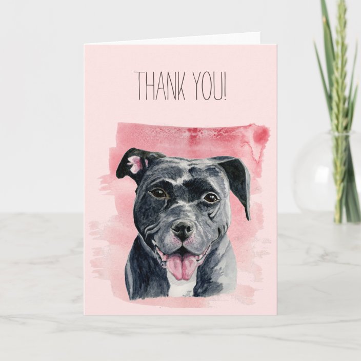 Black American Bulldog Watercolor | Thank You | Zazzle.com