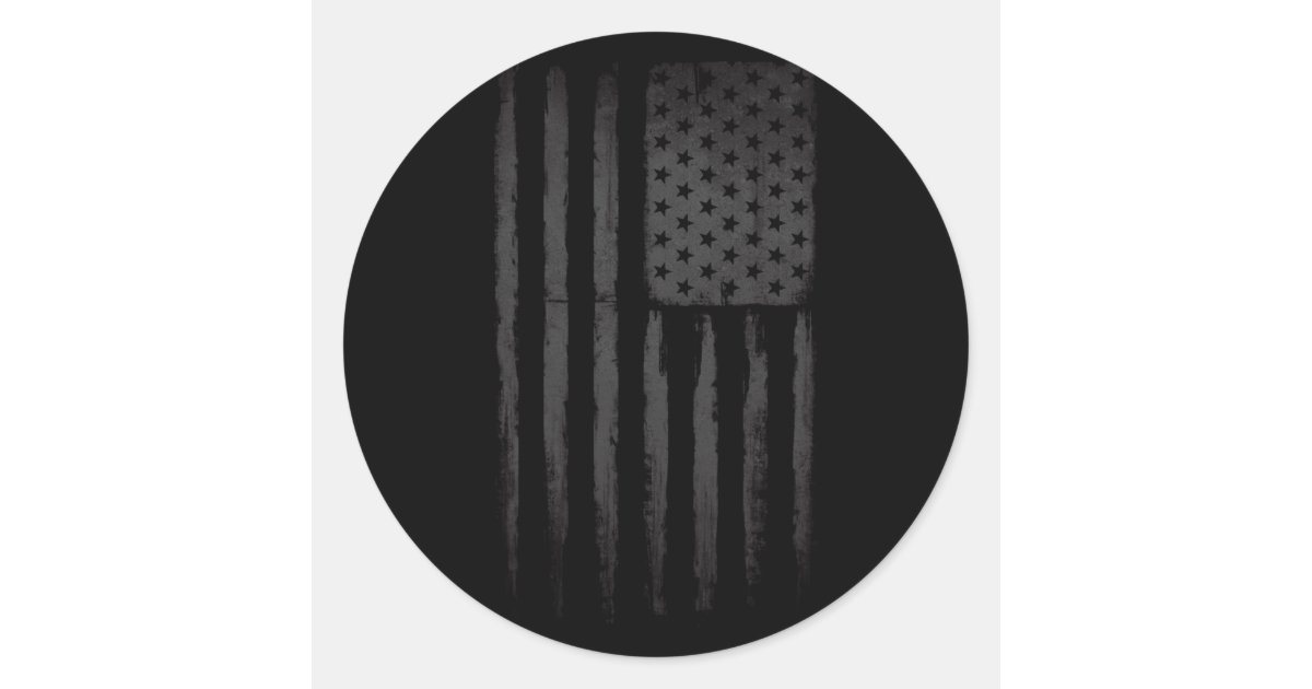 Black American flag Classic Round Sticker | Zazzle