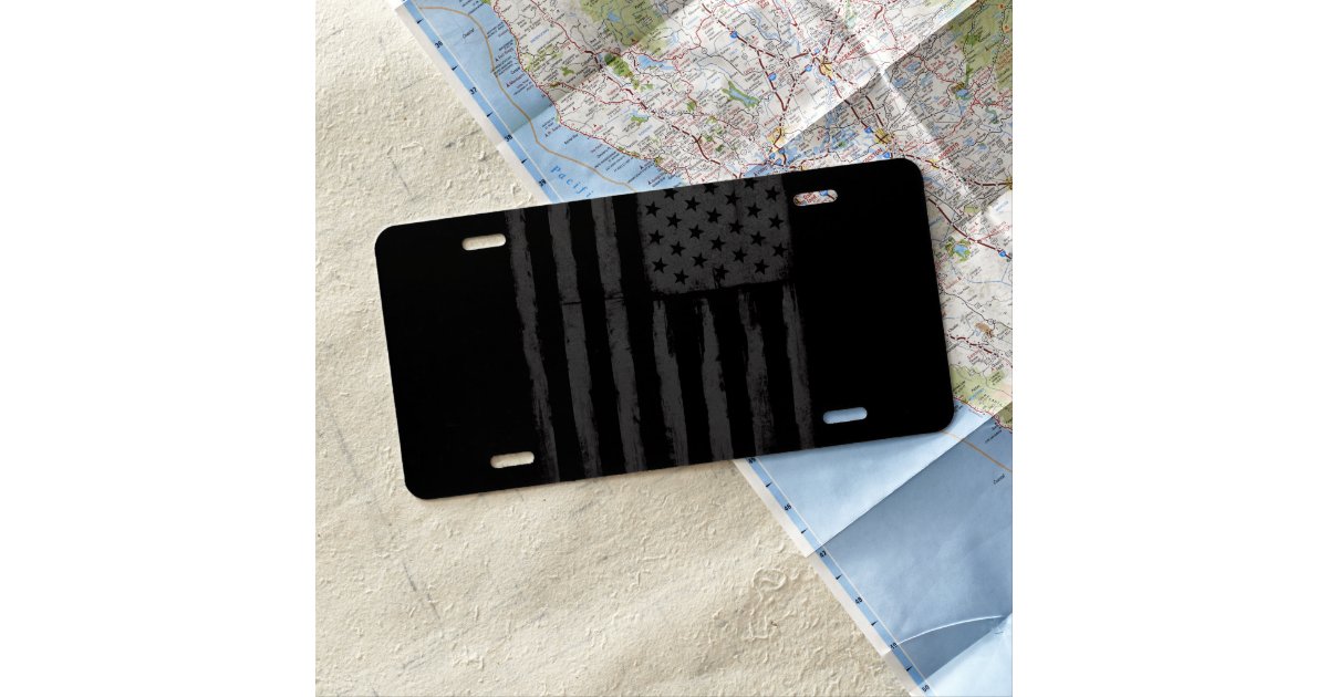 Black American flag License Plate | Zazzle