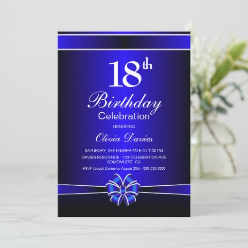 Black and Blue 18th Birthday Celebration Invitation | Zazzle