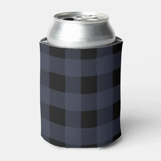 Black and Blue Buffalo Plaid Can Cooler | Zazzle