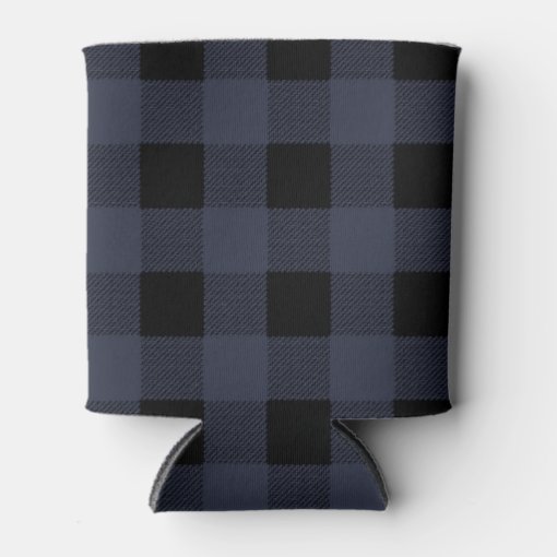 Black and Blue Buffalo Plaid Can Cooler | Zazzle