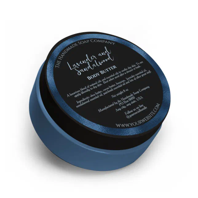 Black and Blue Cosmetics Jar Label w Ingredients | Zazzle