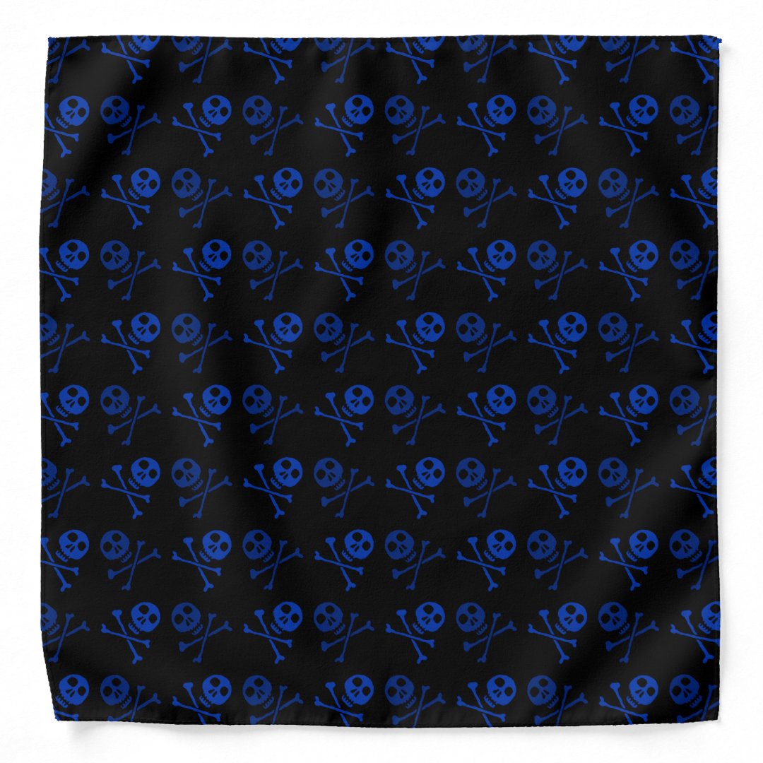 Black and Blue Skull Pattern Bandana | Zazzle