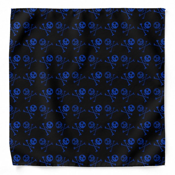 Blue Cartoon Skull Pattern Fabric | Zazzle