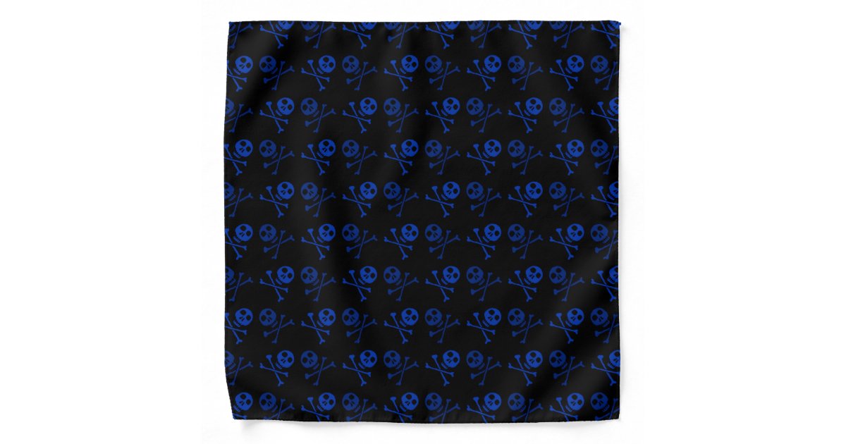 Black and Blue Skull Pattern Bandana | Zazzle