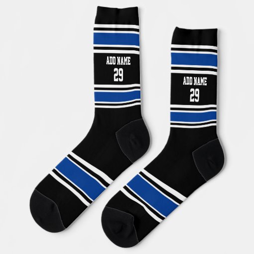 Black and Blue Sport Jersey - Name Number Socks | Zazzle