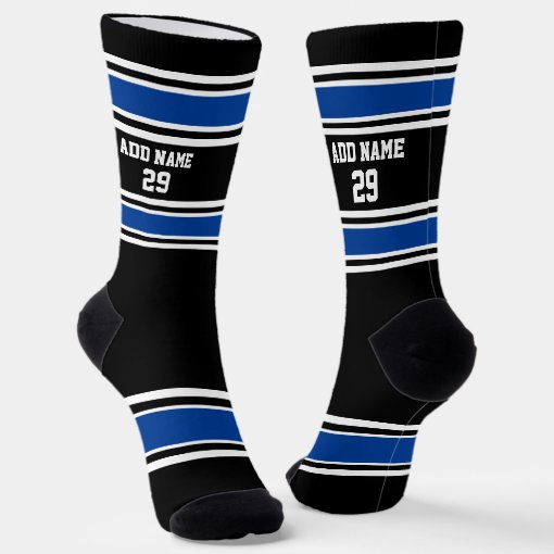 Black and Blue Sport Jersey - Name Number Socks | Zazzle