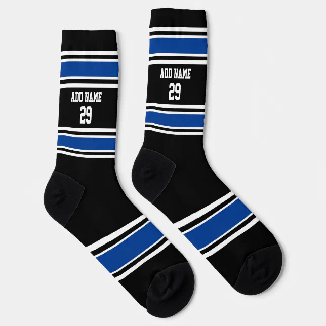 Black and Blue Sport Jersey - Name Number Socks | Zazzle