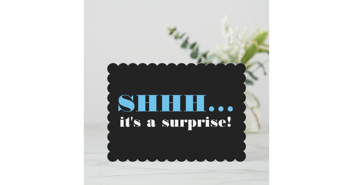Black and Blue Surprise Birthday Party Invitation | Zazzle