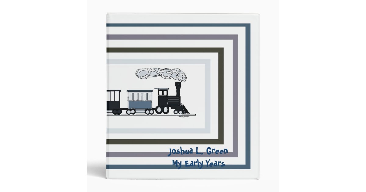 Black and Blue Train Childrens Album Binder | Zazzle