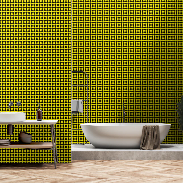 Black and Bright Yellow Chevron Pattern Textured Wallpaper | Zazzle