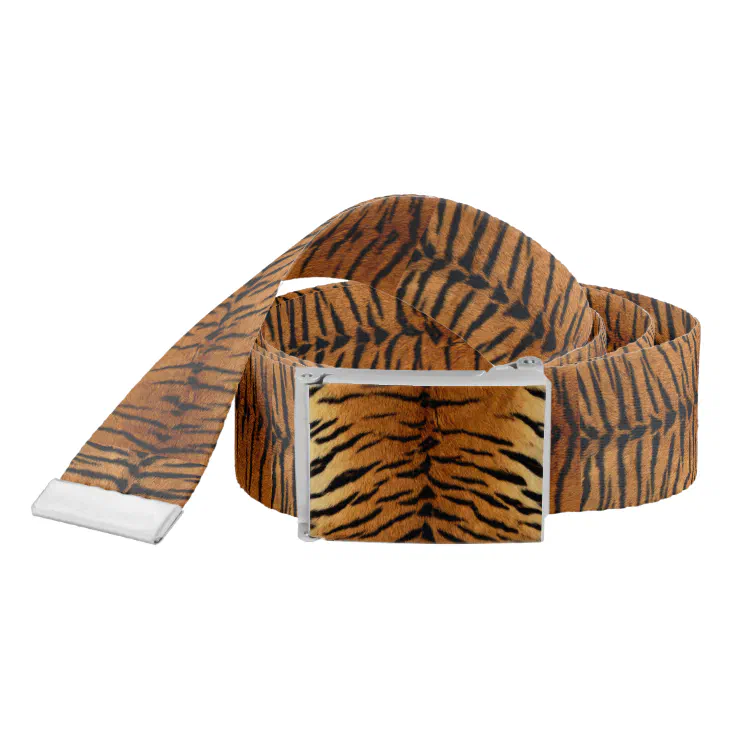 black and brown animal stripes wild tiger print belt | Zazzle