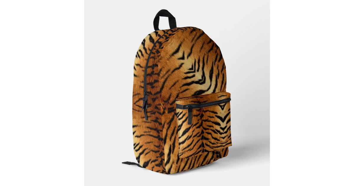 black and brown animal stripes wild tiger print printed backpack | Zazzle