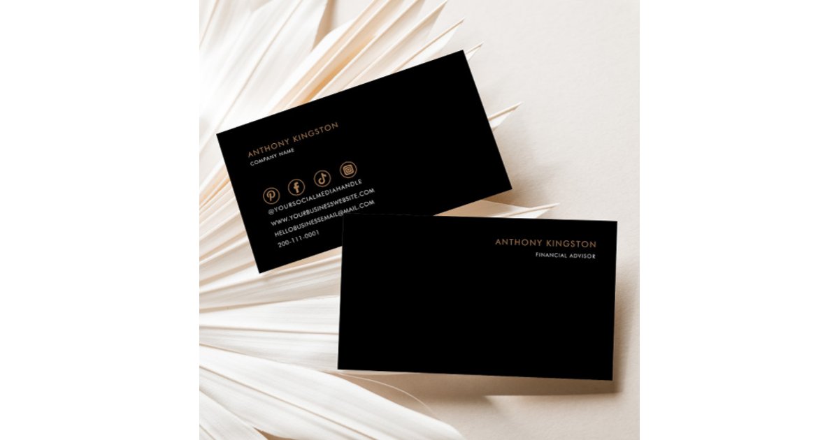 Black and Brown Minimalist Financial Advisor Business Card | Zazzle