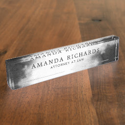 Black and dark gray watercolor desk name plate | Zazzle