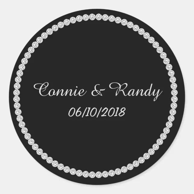 Black and Diamond Monogram Wedding Sticker | Zazzle