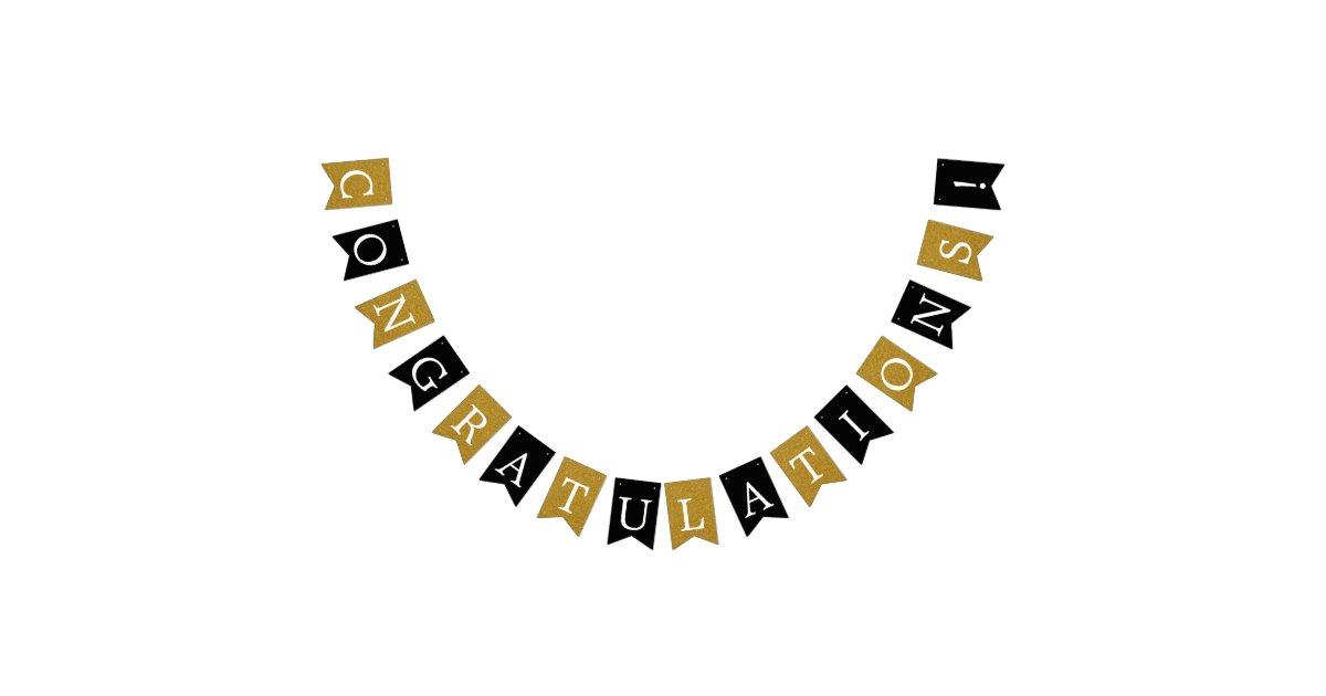 Black and Faux Gold Congratulations Banner | Zazzle