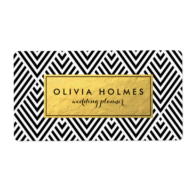 Black and Faux Gold Foil Chevron Label | Zazzle