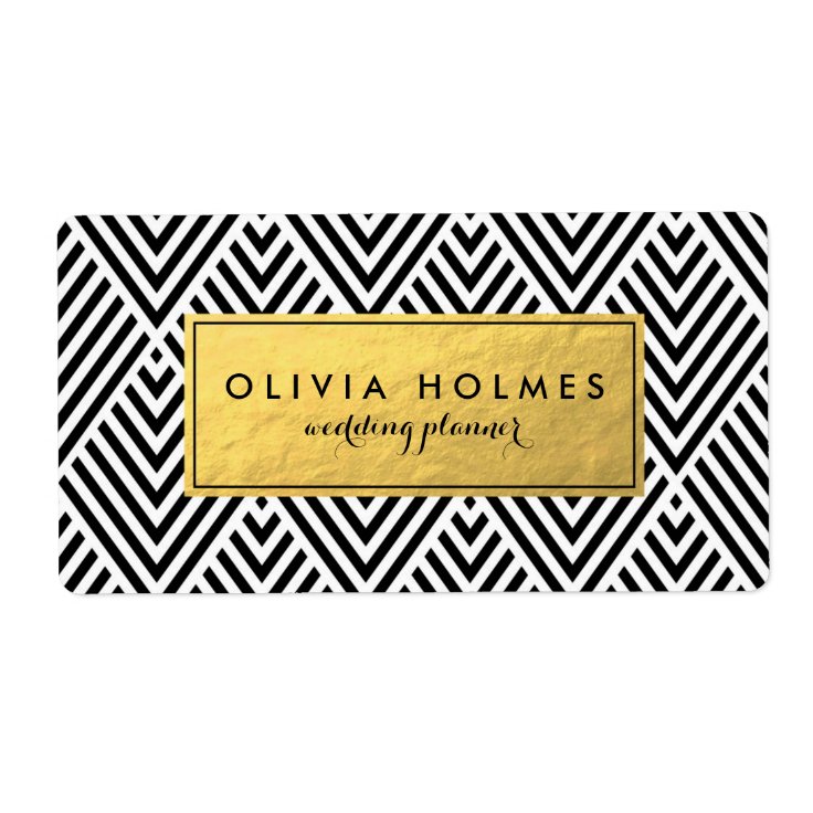 Black and Faux Gold Foil Chevron Label | Zazzle